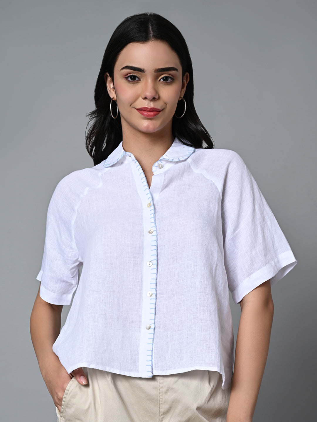Buy Women's Linen Excel Casual Wear Regular Fit Blouse|Cottonworld